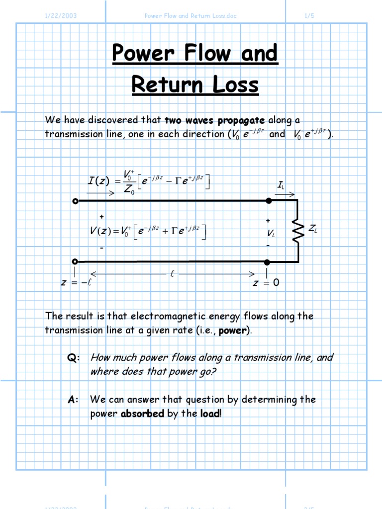 Power Flow and Return Loss | PDF | Transmission Line | Physical Quantities