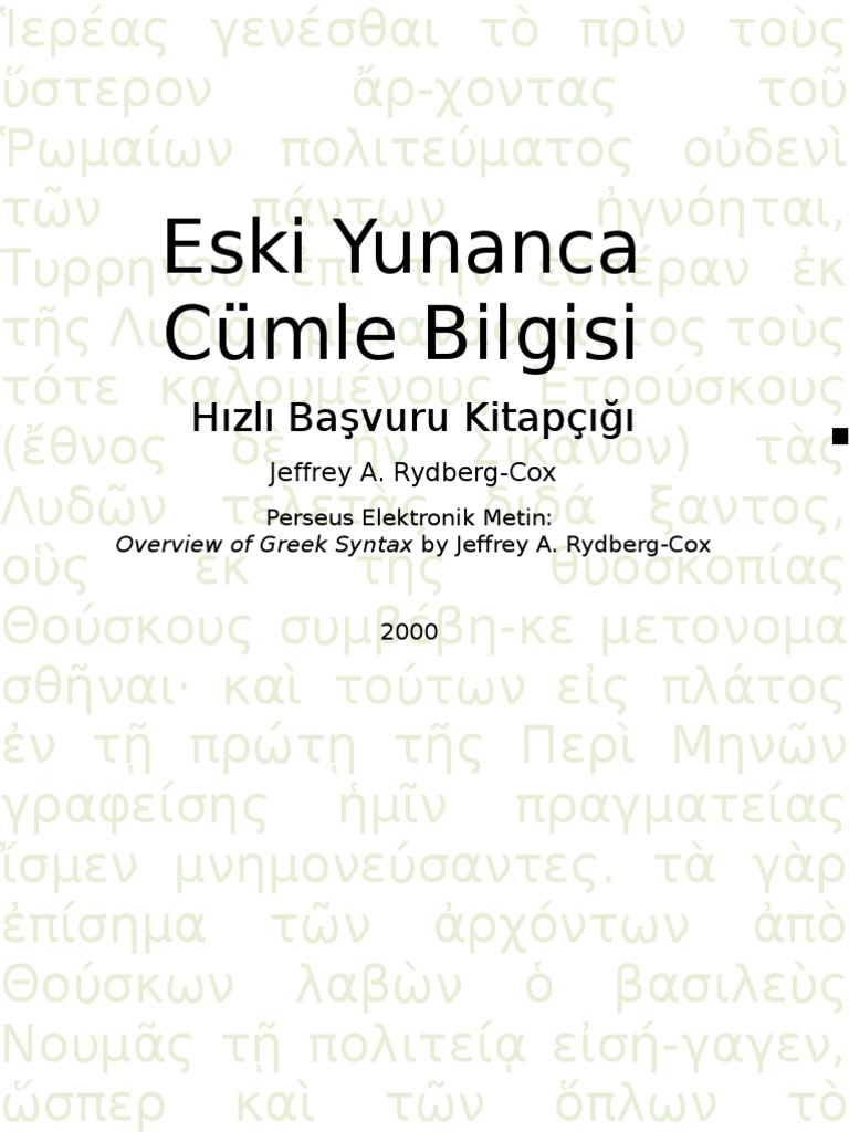 Overview of Greek Syntax | PDF
