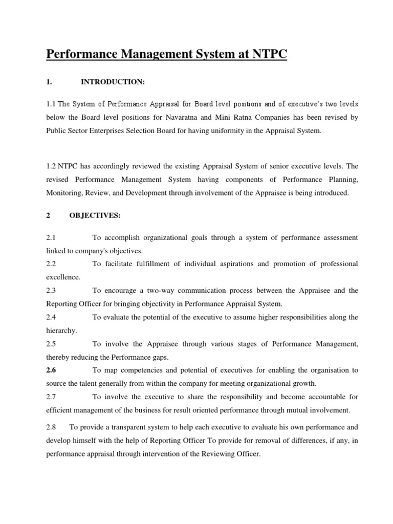 Performance Management System at NTPC | PDF | Competence (Human Resources) | Performance Appraisal