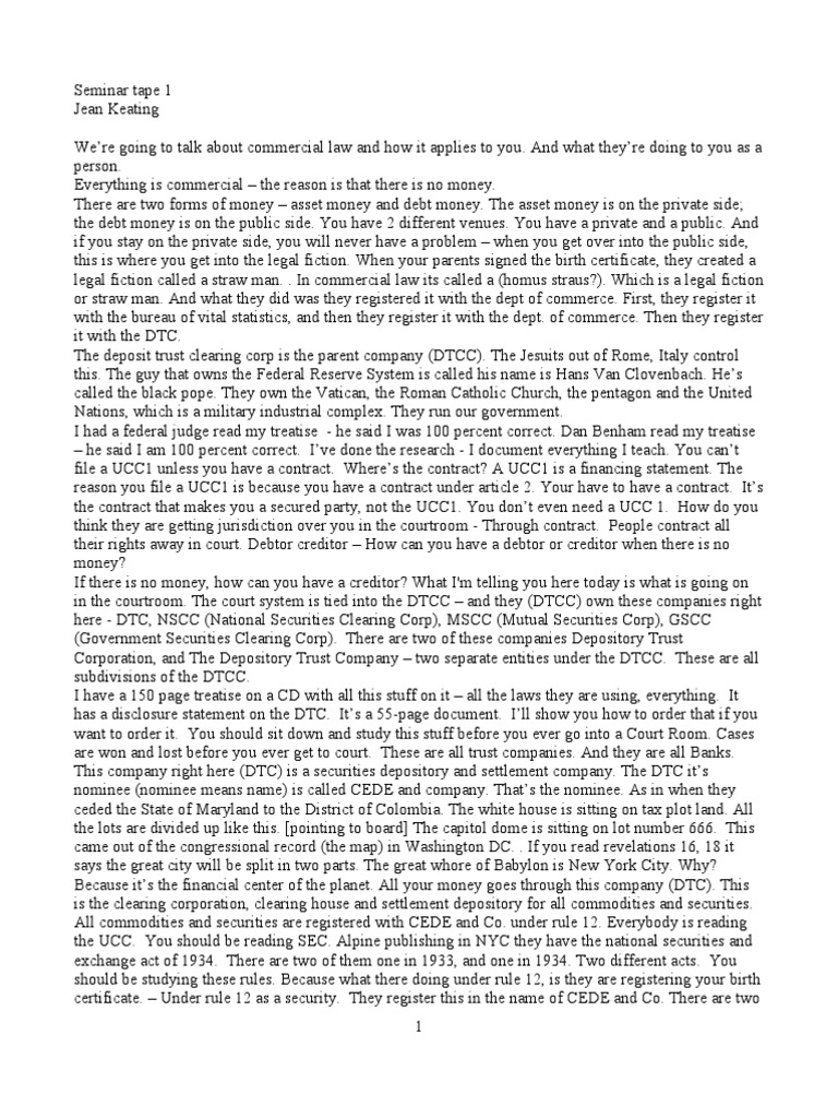 Jean Keating Seminar | PDF | Surety Bond | Debits And Credits