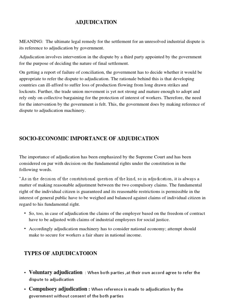 Adjudication | Adjudication | Tribunal