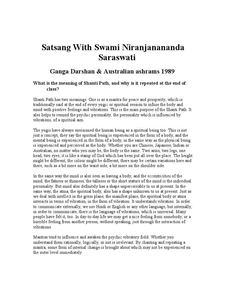 Shanti Path Meaning Text Translation | PDF | Mantra | Yoga