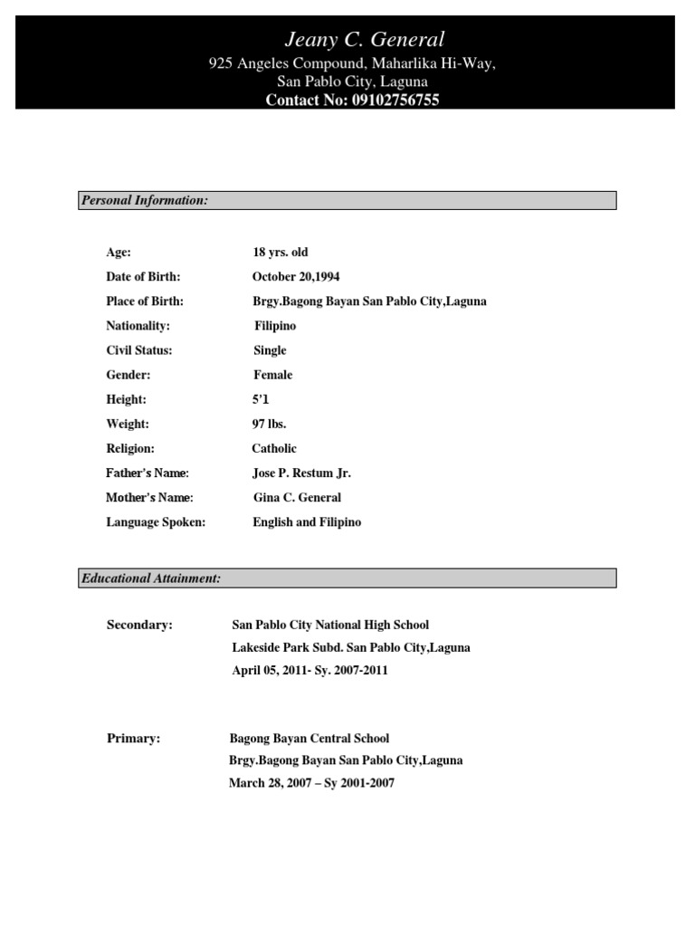 Jeany C. General's Personal Profile | PDF