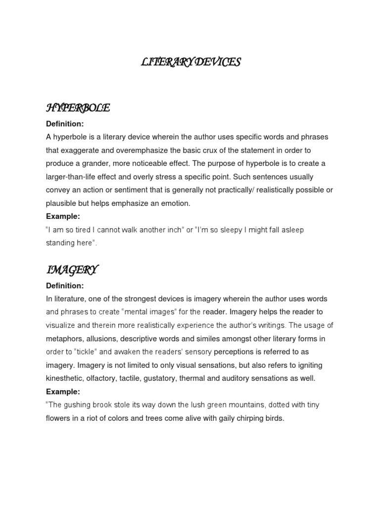 Literary Devices: Definition | PDF | Poetry | Anthropomorphism