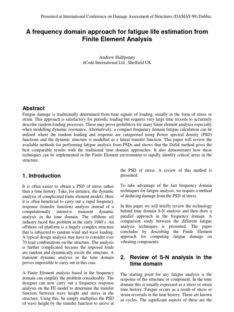 Whitepaper Ncode Frequency Domain Fatigue-Halfpenny PDF | PDF | Stationary Process | Fatigue ...