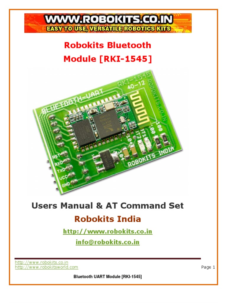 Bluetooth UART Module 1545 Robokits | Download Free PDF | Bluetooth | Parameter (Computer ...