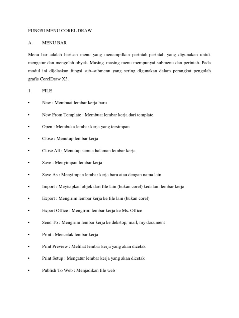 Fungsi Menu CorelDRAW X3 | PDF