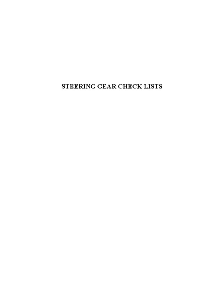 Steering Gear Maintenance Checklist | PDF | Rudder | Fuse (Electrical)