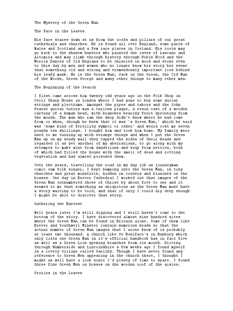 The Mystery of The Green Man | PDF | Robin Hood | Mary, Mother Of Jesus