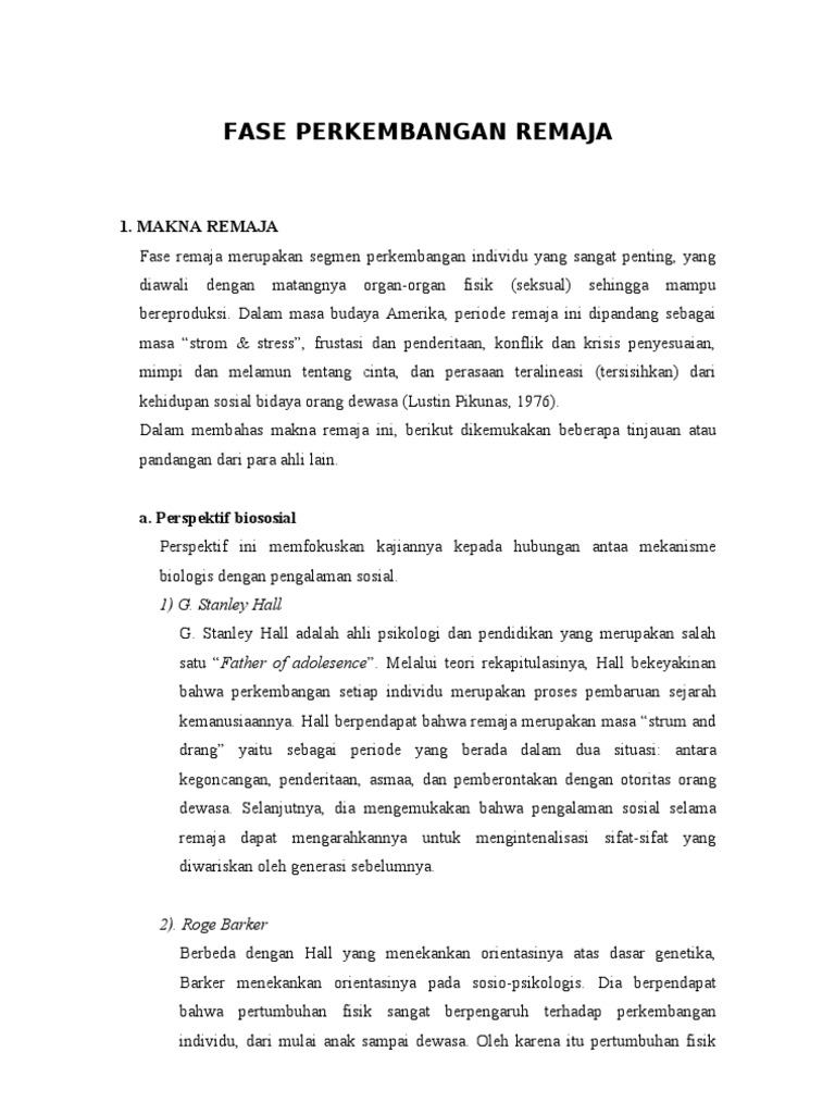 Fase Remaja | PDF | Pengembangan Diri
