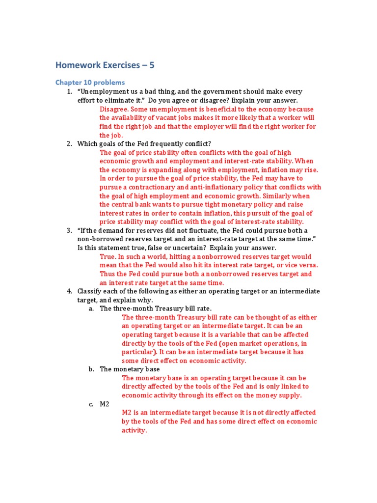 Fed Monetary Policy Homework Guide | PDF | Money Supply | Federal ...