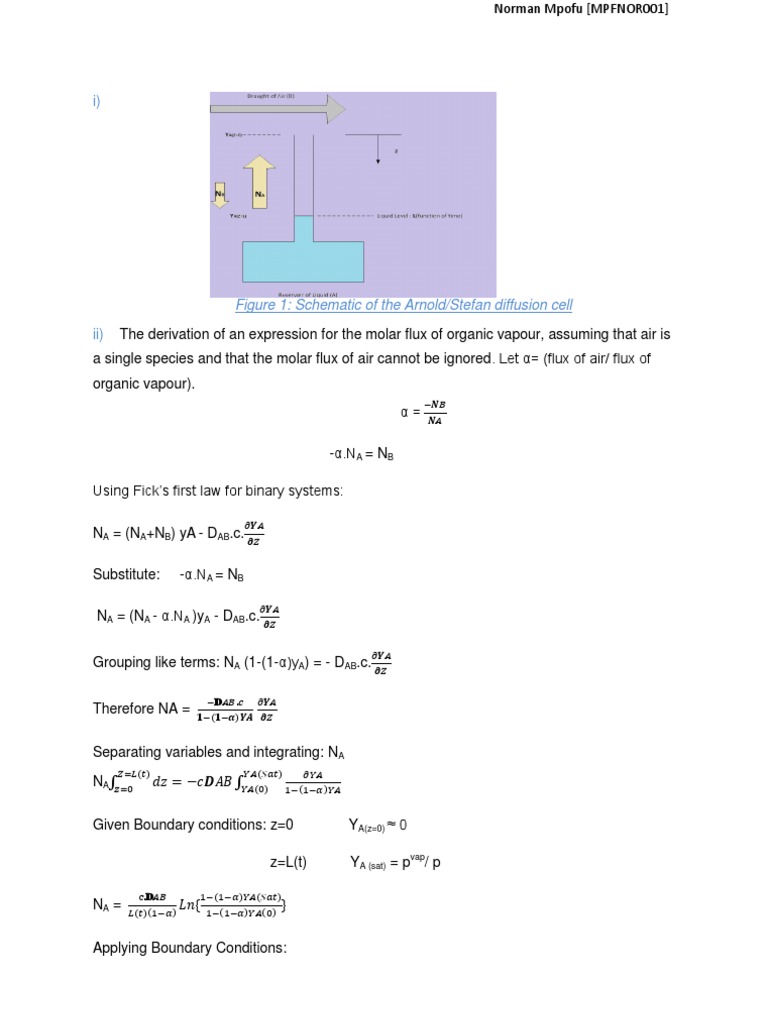 Molar Flux in Arnold Diffusion Cell Experiment | PDF | Diffusion | Flux