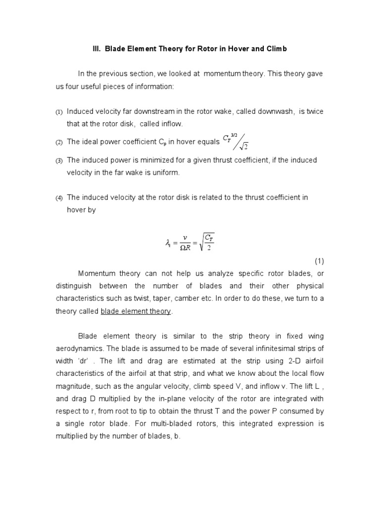 Blade Element Theory: Approximating Rotor Performance Through Strip ...