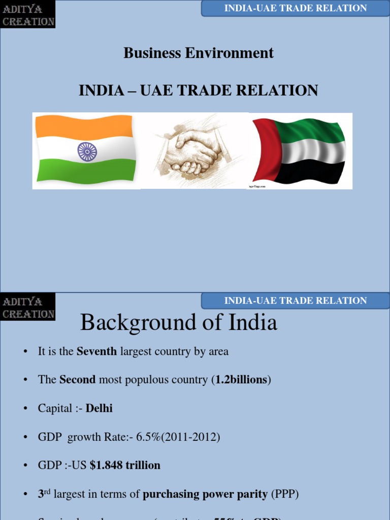 INDIA - UAE Trade Relation | United Arab Emirates | Economies | Free 30 ...
