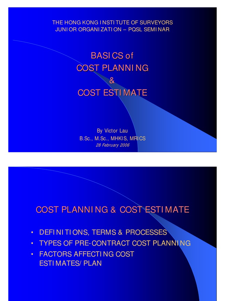 Cost Planning and Estimation Basics | PDF | Building | Engineering