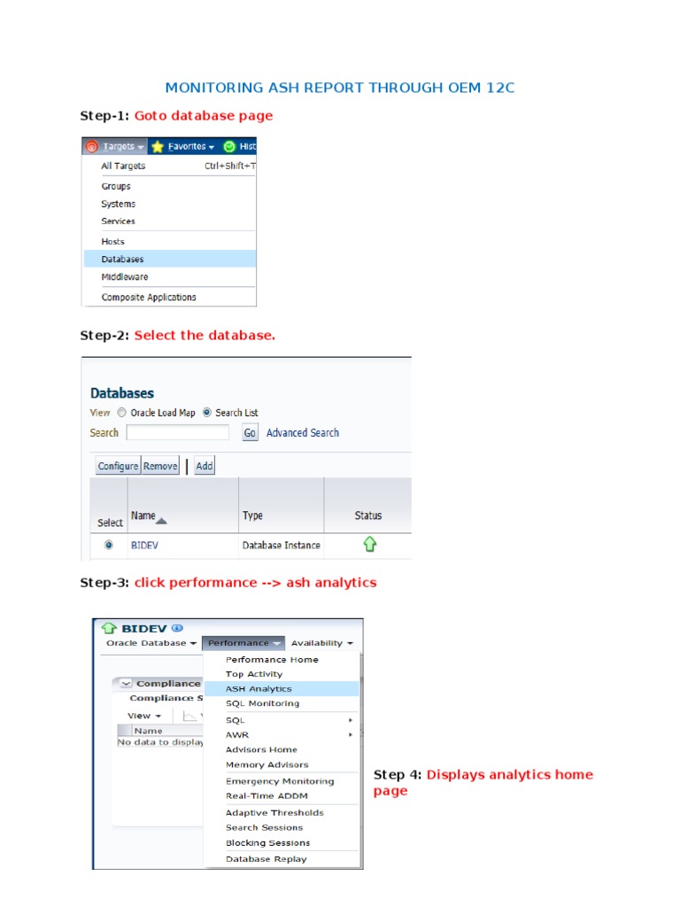 Monitoring ASH Report Through OEM 12c | PDF | Databases | Application Software