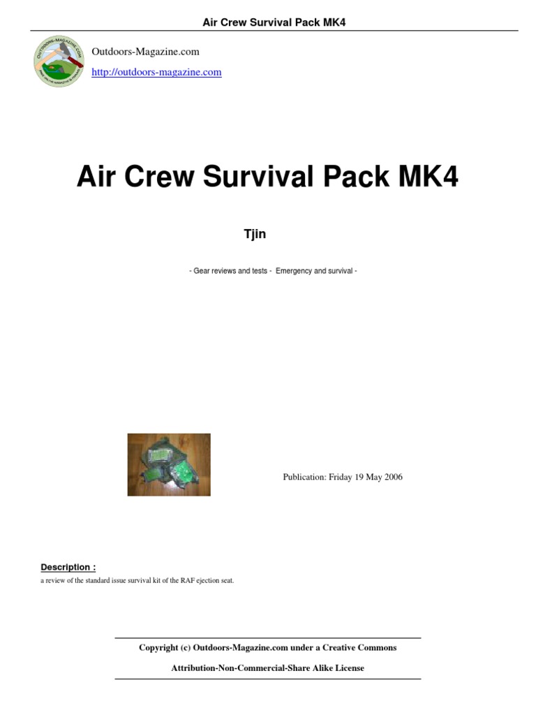 Air Crew Survival Pack MK4 | PDF | Equipment | Manufactured Goods