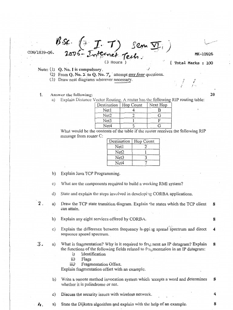 TY BSC IT Mumbai University Question Paper Sem 6 IT | PDF
