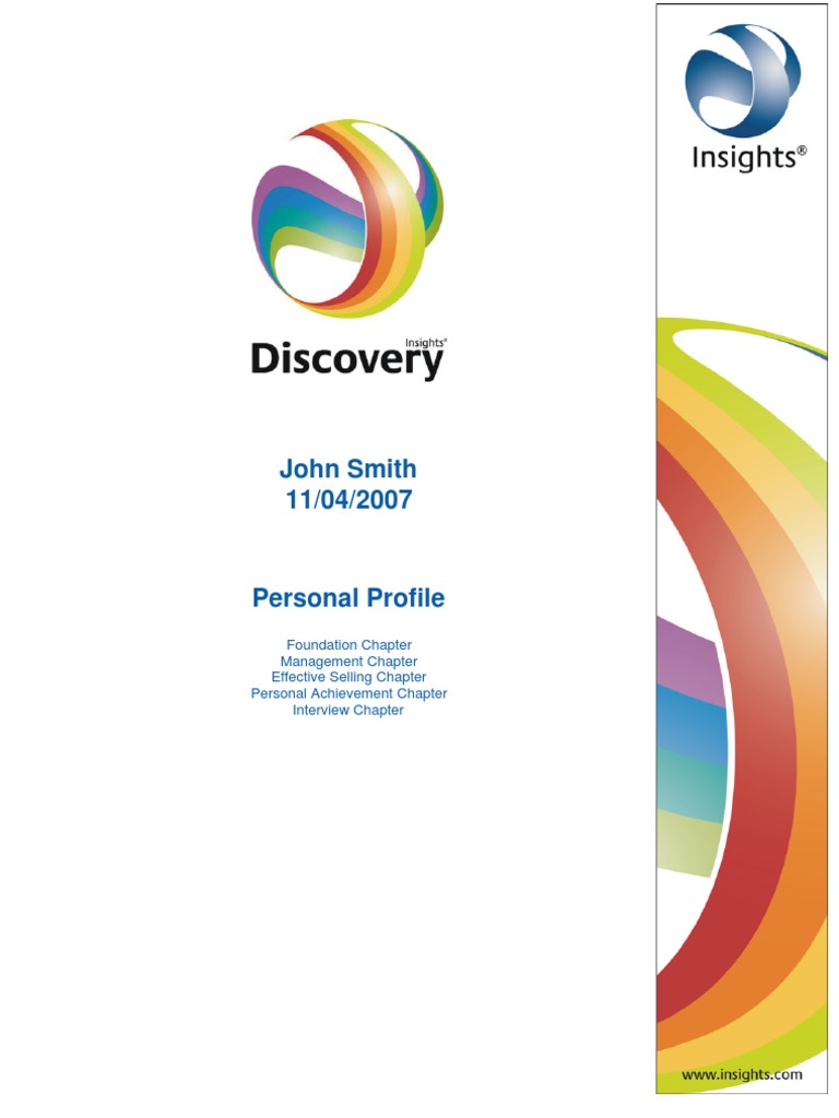 Sample Insights Discovery Personal Profile All Chapters | Sales | Insight