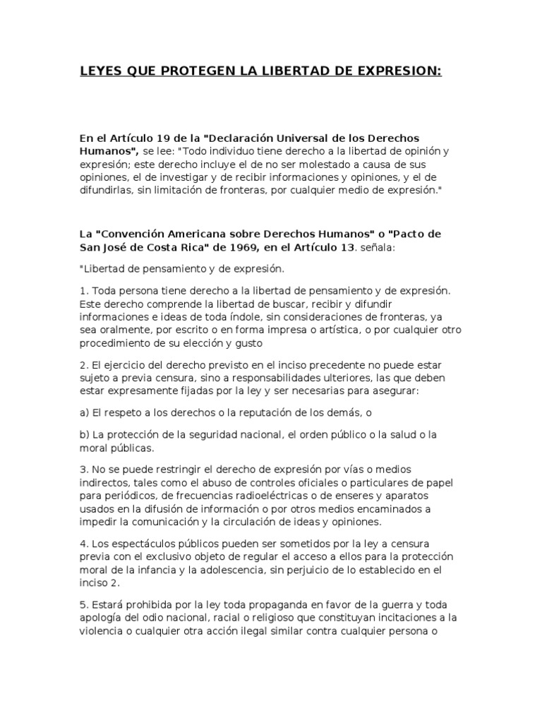 Leyes de Libertad de Expresion | PDF | Libertad de expresión ...