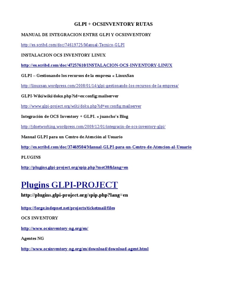 Rutas Glpi+Ocs | PDF