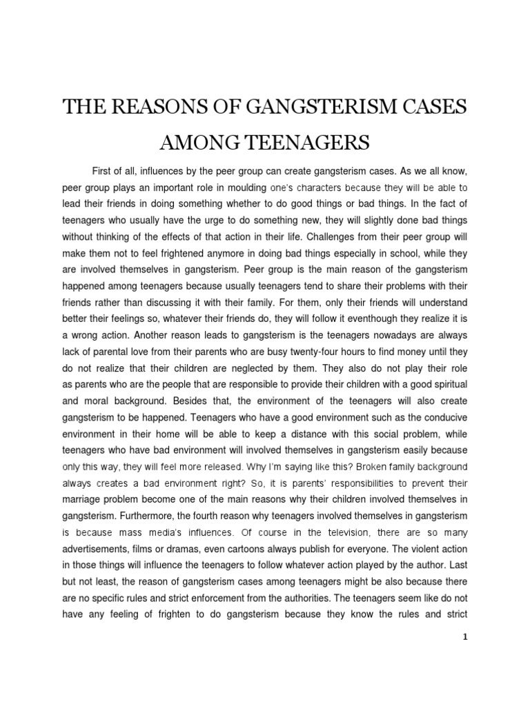 Causes and Prevention of Teen Gangsterism | PDF | Bullying | Adolescence