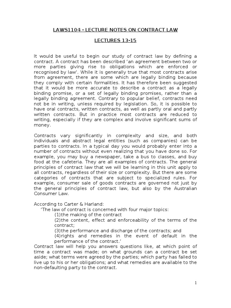 Contract Law Basics for Students | PDF