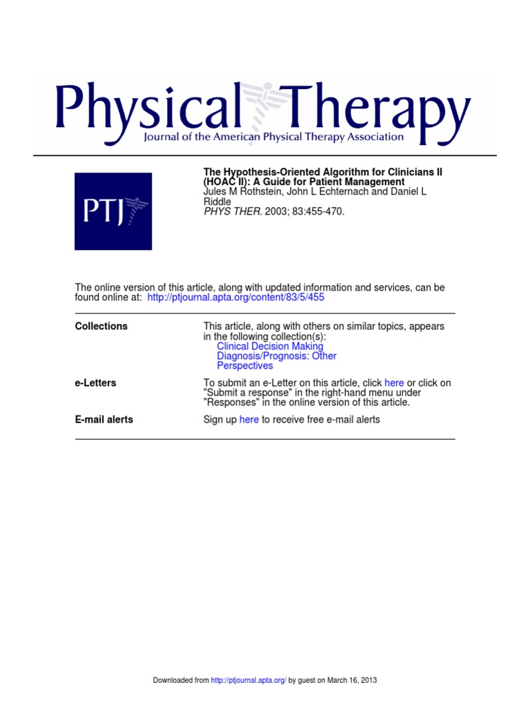 For Clinicians II (HOAC II) | Download Free PDF | Hypothesis | Therapy