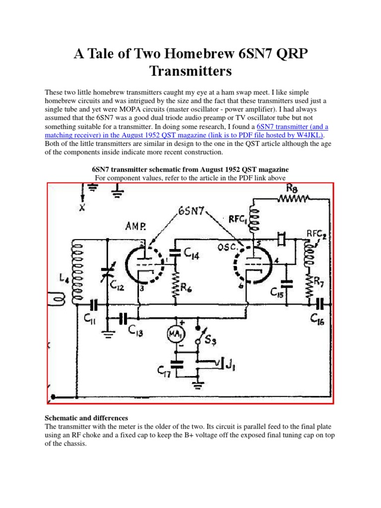 A Tale of Two Homebrew 6SN7 QRP Transmitters | PDF | Inductor | Antenna ...