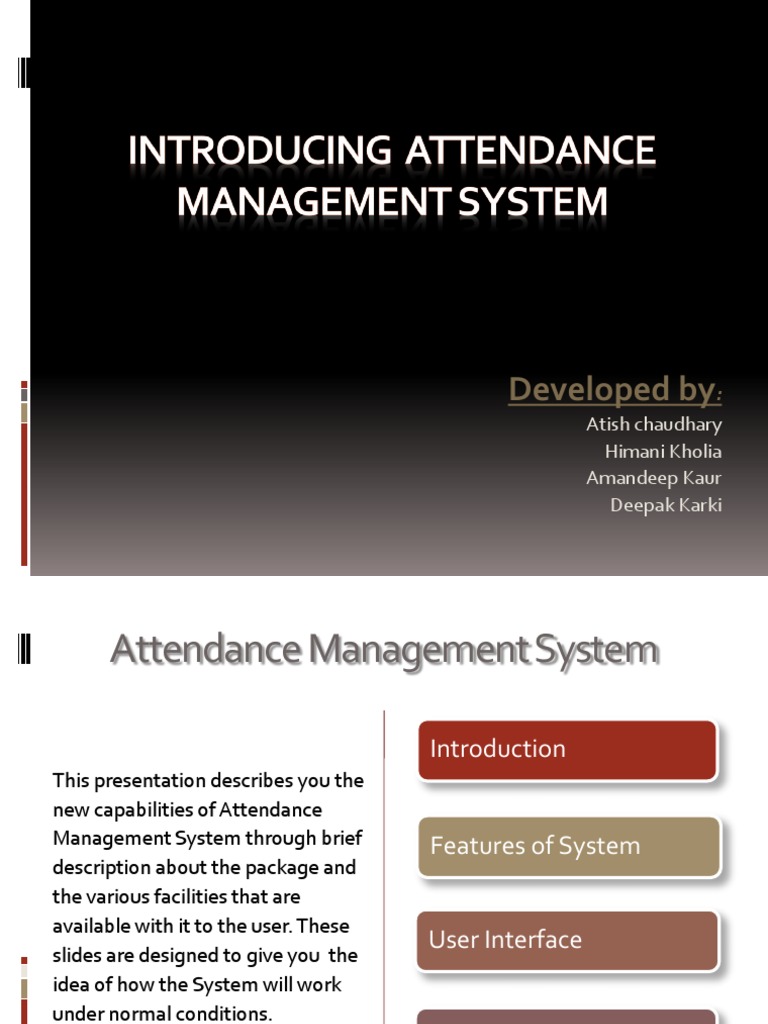 Introducing Attendance Management System | PDF
