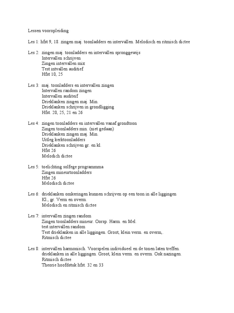 Lessen Vooropleiding | PDF