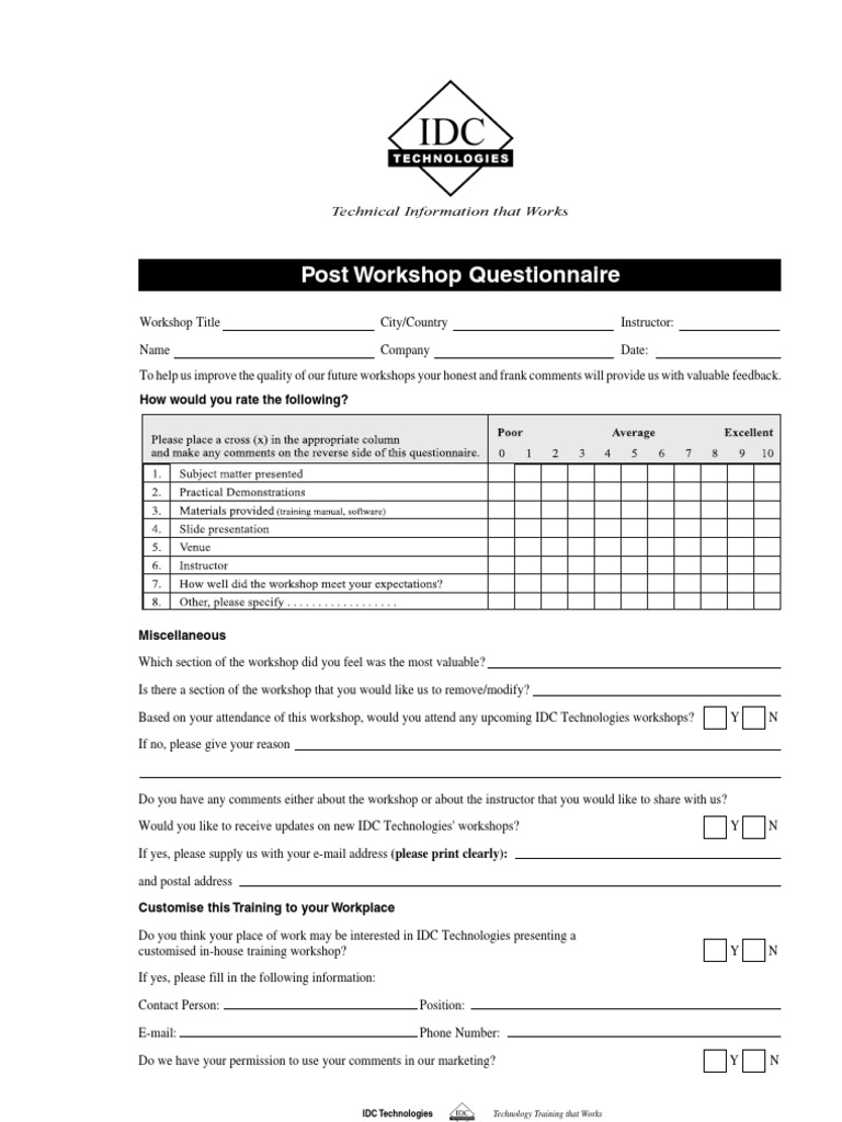 IDC Workshop Feedback Survey | PDF