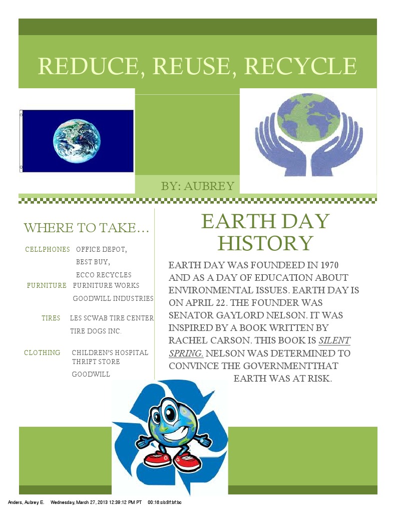 Earth Day: Reduce, Reuse, Recycle Guide | PDF