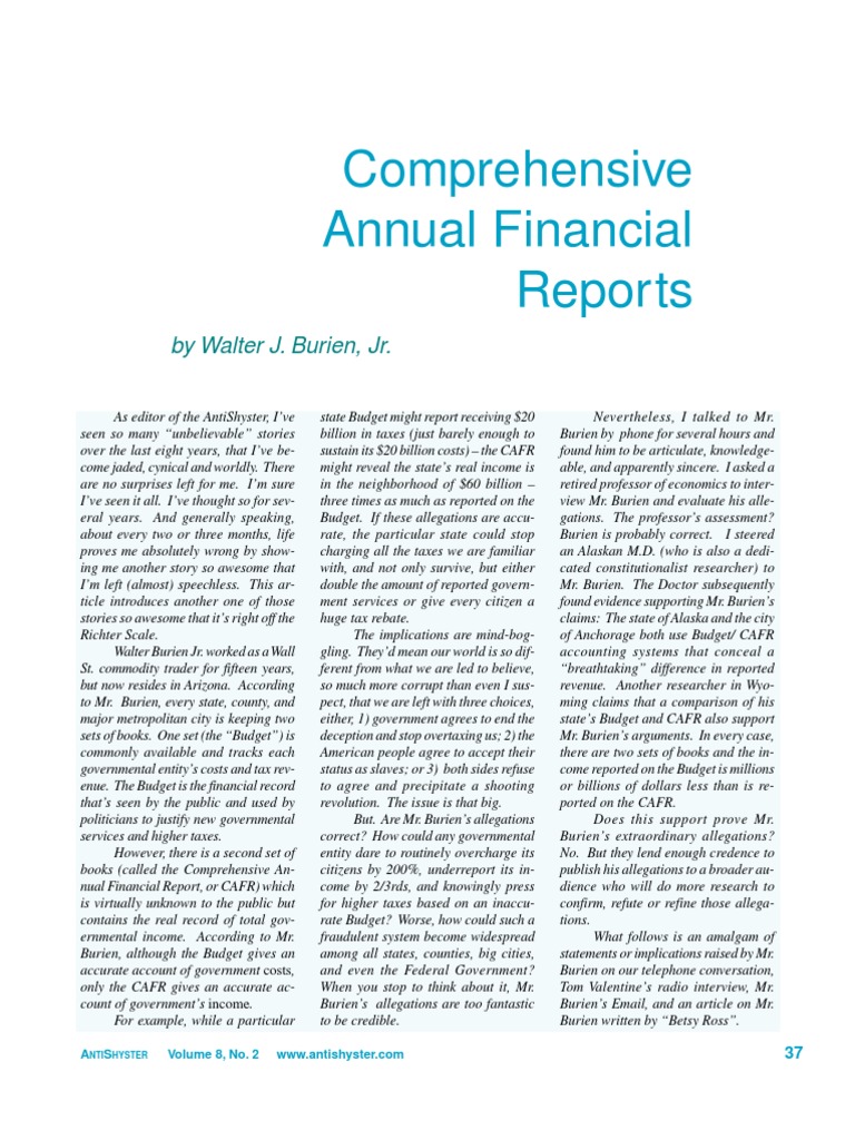 Comprehensive Annual Financial Reports by Walter J. Burien, Jr. | PDF
