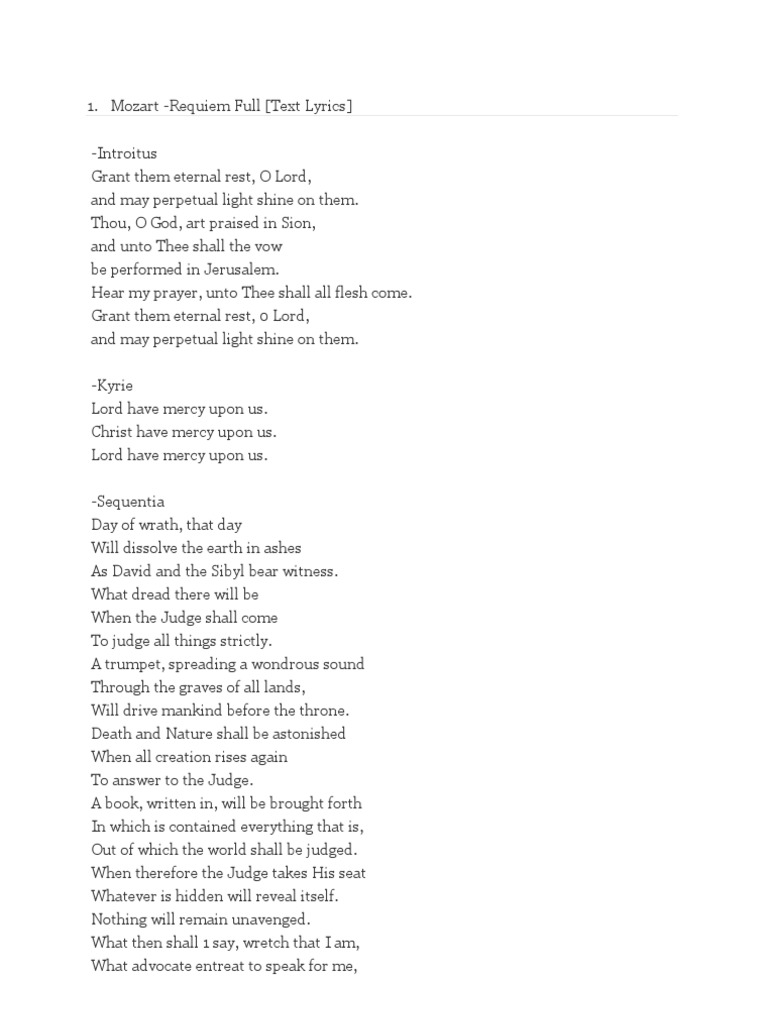 Mozart Requiem | PDF | Religious Behaviour And Experience | Religious ...