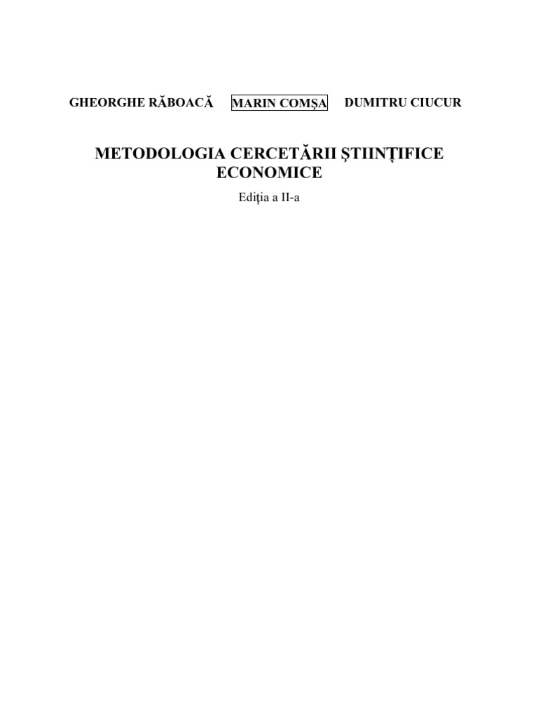 Metodologia Cercetarii | PDF