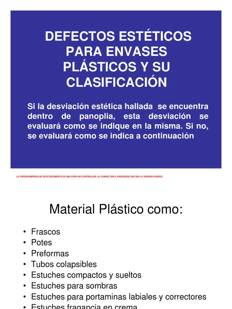 Clasificación de Defectos Estéticos en Plásticos | PDF | Materiales ...