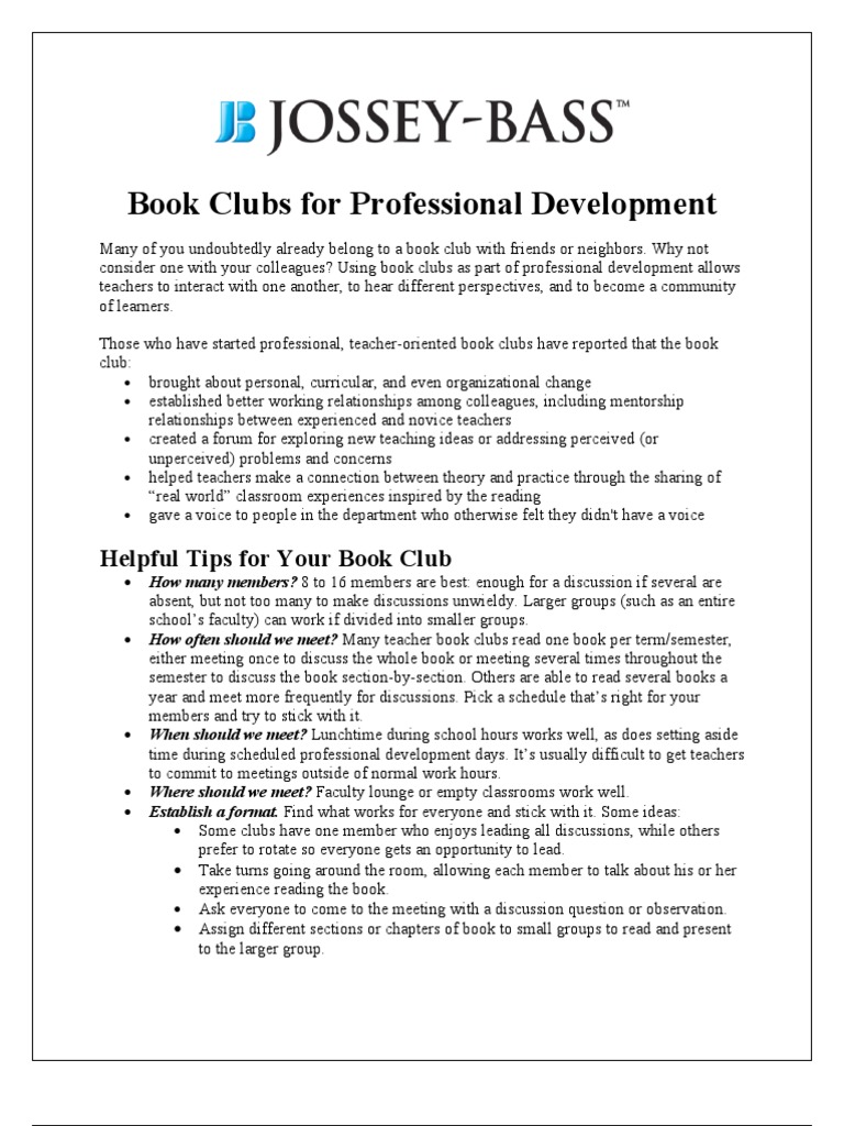 Tips For Your Professional Development Book Club | PDF | Literacy ...