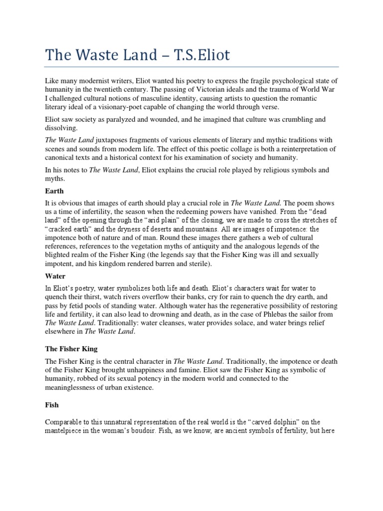 The Waste Land | PDF | T. S. Eliot | Poetry