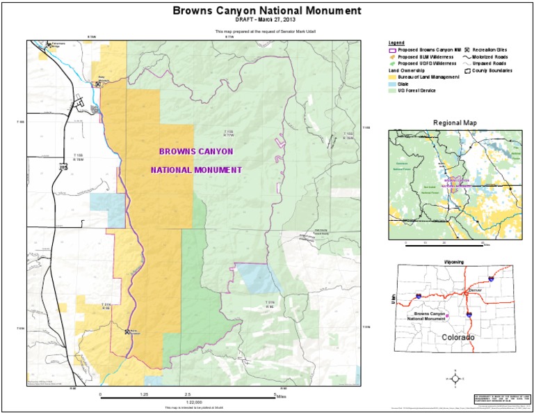 Map of Sen. Mark Udall's Proposed Browns Canyon National Monument | PDF ...