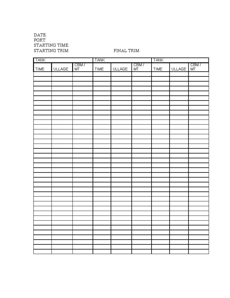 Sounding Table For Bunkering | PDF