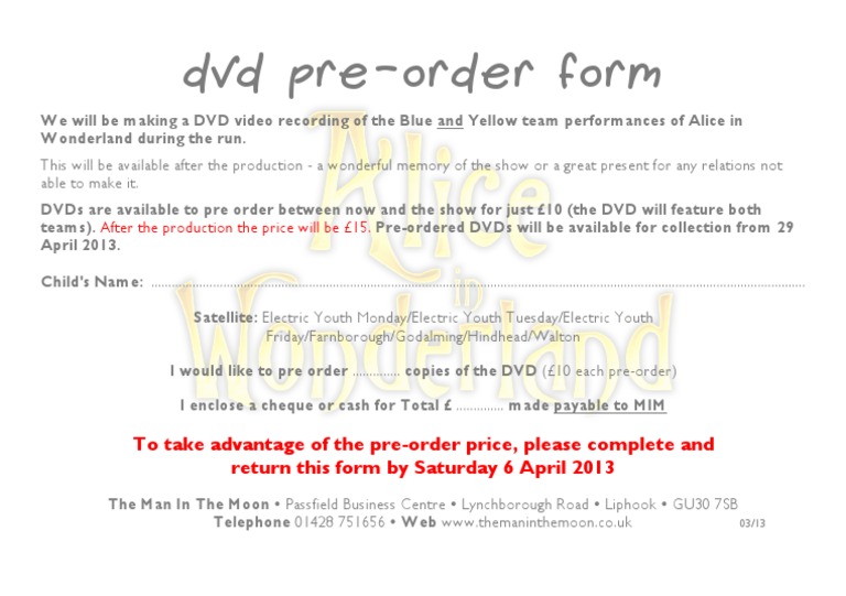 DVD Order Form | PDF