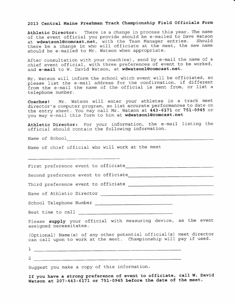 CMF Officials Form | PDF