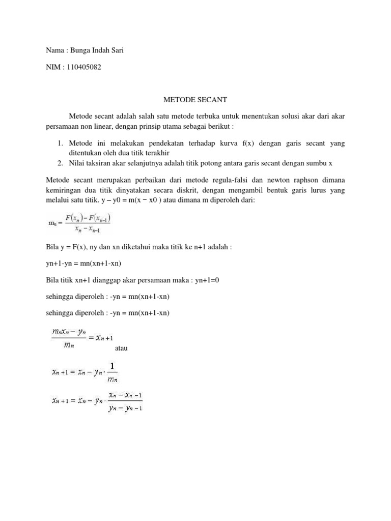 Metode Secant untuk Mencari Akar Persamaan | PDF | Metode & Bahan Ajar