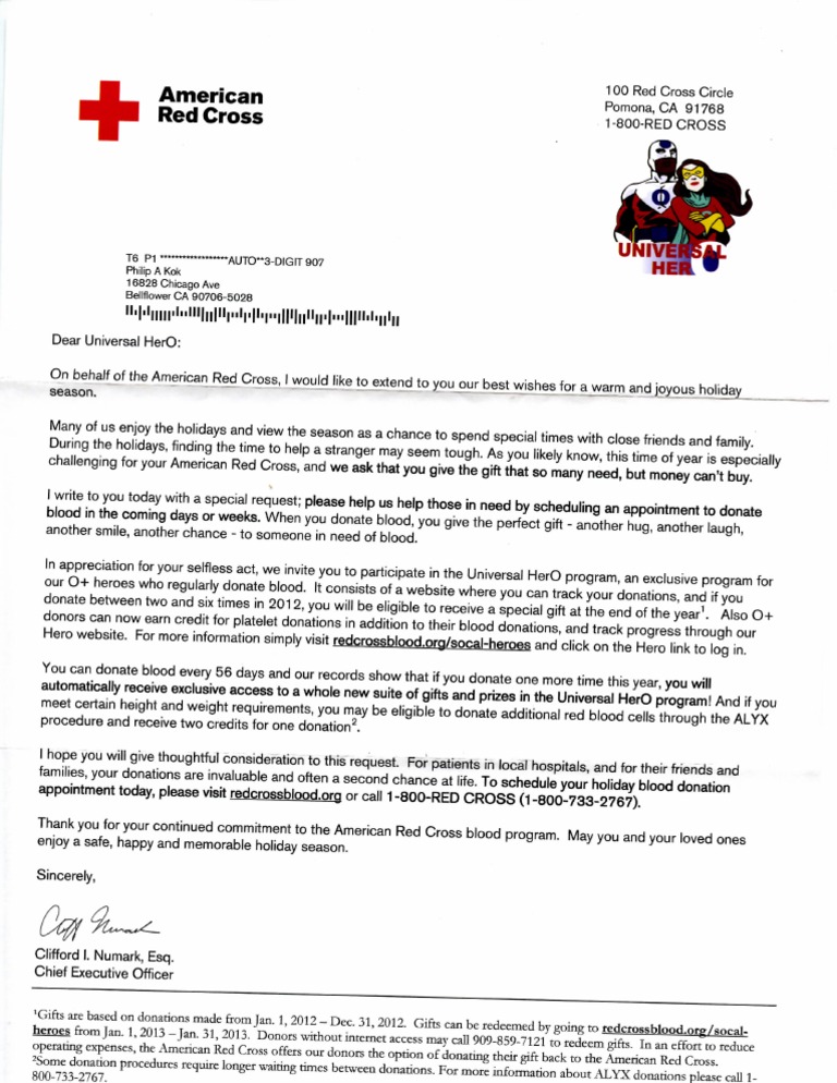 LETTER from AMERICAN RED CROSS to ME ... | Blood Donation | American ...