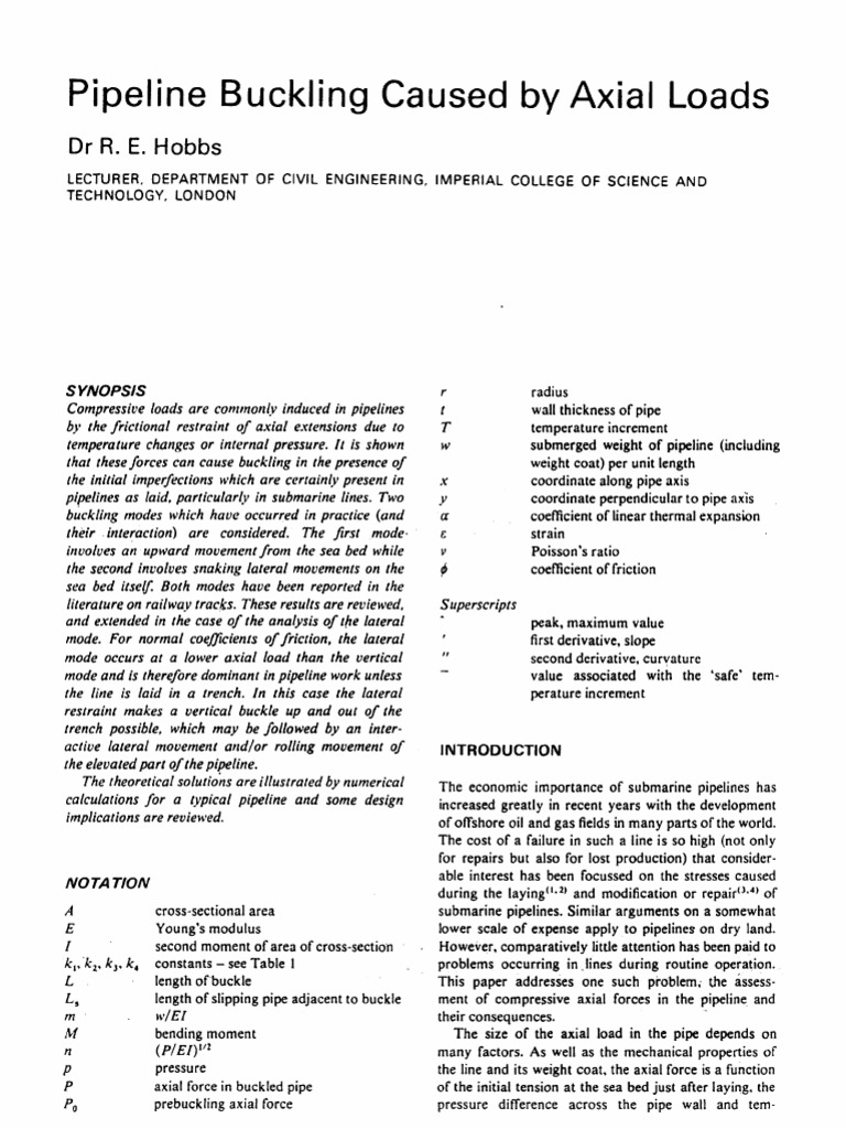 Pipeline Buckling Caused by Axial Loads | PDF | Buckling | Normal Mode