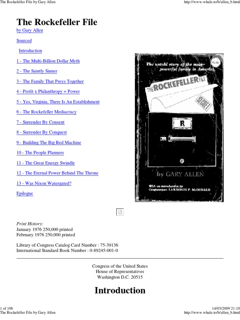 The Rockefeller File by Gary Allen | PDF | John D. Rockefeller ...