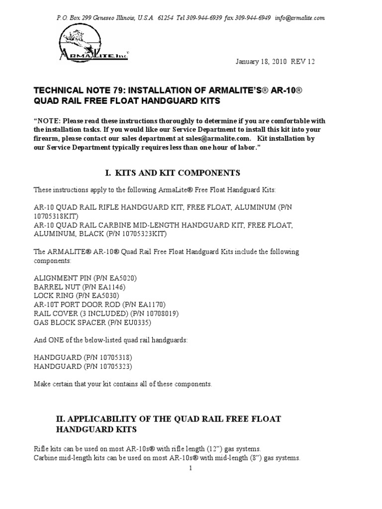 Tech Note 79 Ar-10 Quad Hndgard 091116 Rev 11 | PDF | Cartridge ...