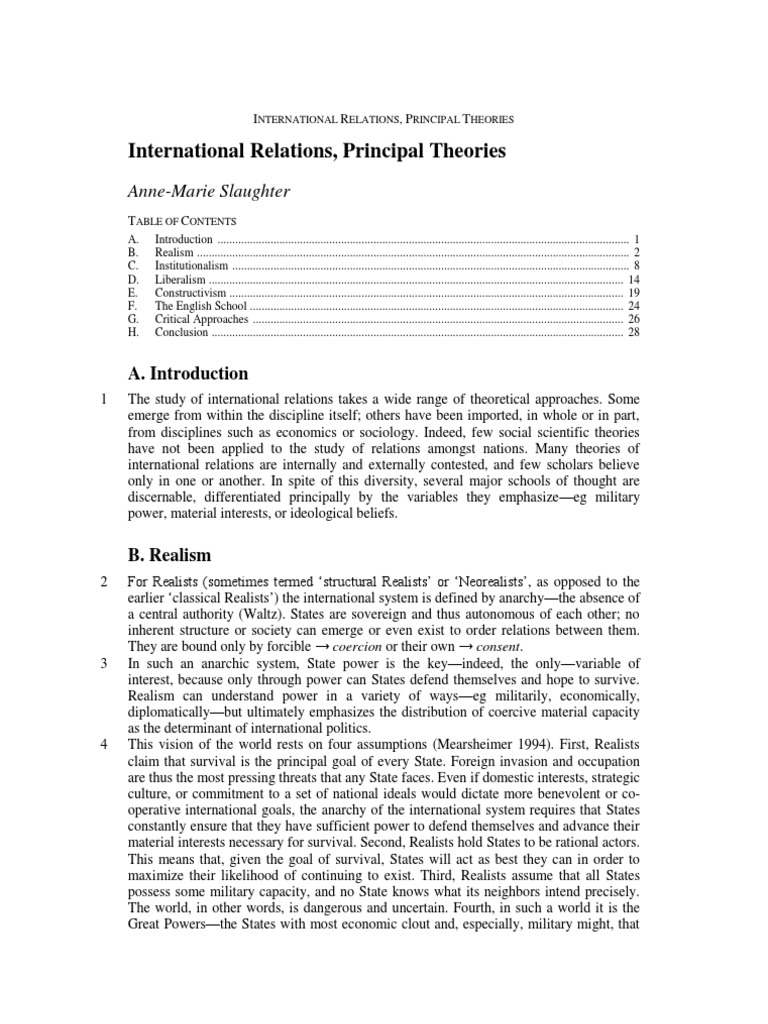 Key Theories in International Relations | PDF | International Relations ...