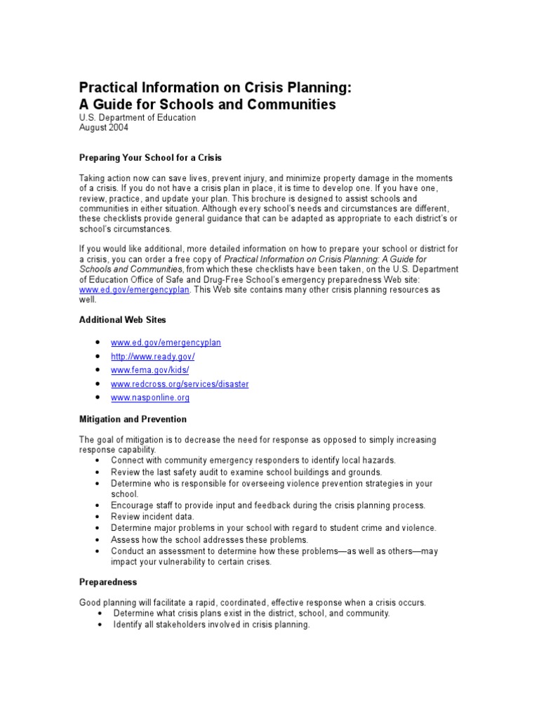 Crisis Planning Guide for Schools | PDF | Emergency Management | Emergency